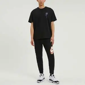 Nike X Nba Crossover Los Angeles Lakers Courtside Pattern Printing Round Neck Short Sleeve Black