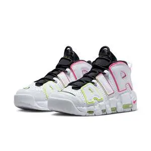 Nike More Uptempo Athletic Sneakers - White/volt-hyper Pink-black