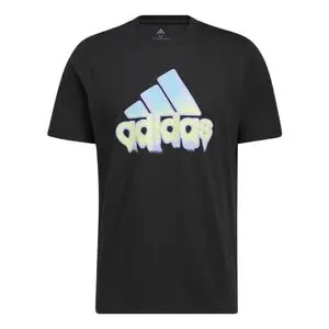 Adidas Alphabet Logo Round Neck Short Sleeve Black T-shirt - Multi-color