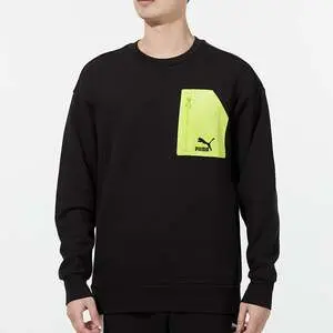 PUMA Contrasting Colors Zipper Pocket Pullover - Black