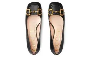 Gucci Horsebit Leather Ballet Flats - Black