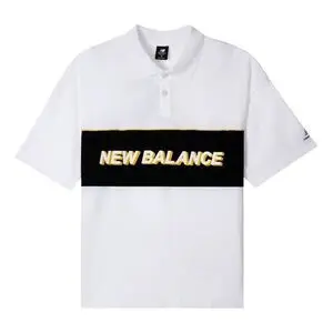 NEW BALANCE Logo Print Polo T-shirt Asia Sizing 'white Black