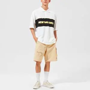 NEW BALANCE Logo Print Polo T-shirt Asia Sizing 'white Black