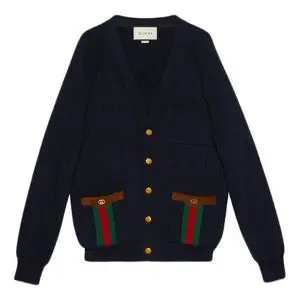 Gucci Ribbon Knitted Wool-blend Cardigan - Black