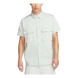 Nike Life Woven Military Short-sleeve Button-down Shirt 'light - Silver