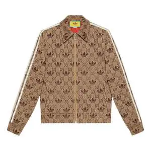 Gucci X Adidas Gg Trefoil Zip Jacket 'beige Ebony