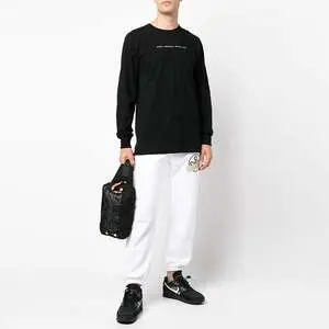 Off-White Cotton Arrow Logo Printing Round Neck Long Sleeves Black