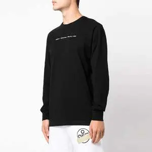 Off-White Cotton Arrow Logo Printing Round Neck Long Sleeves Black