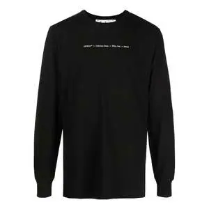 Off-White Cotton Arrow Logo Printing Round Neck Long Sleeves Black - Multi-color