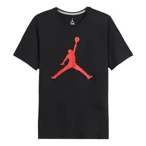 JORDAN Casual Sports Round Neck Large Logo Short Sleeve - Black