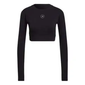 Adidas By Stella Mccartney Truestrength Cropped Long Sleeve T-shirt - Black