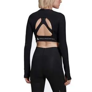 Adidas By Stella Mccartney Truestrength Cropped Long Sleeve T-shirt - Black
