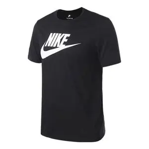 Nike Large Logo Printing Round Neck Short Sleeve Black T-shirt - Default Color