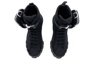 Prada Wheel Re-nylon Hight Sneakers With Detachable Pouch