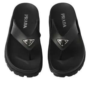 Prada Ss26 Rubber Thong Sandals - Black