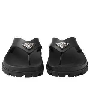 Prada Ss26 Rubber Thong Sandals - Black