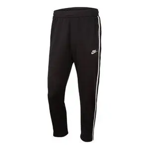 Nike Side Stripe Print Pants Foot Zipper Knit Sports Trousers - Black