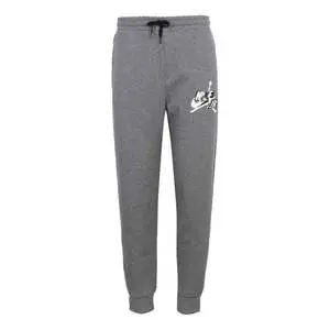 JORDAN Jumpman Classics Flying Printing Drawstring Fleece Lined Slim Fit Pants - Gray