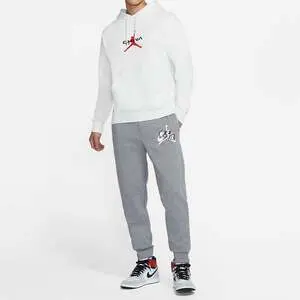 JORDAN Jumpman Classics Flying Printing Drawstring Fleece Lined Slim Fit Pants - Gray