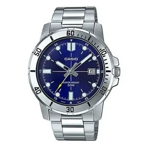 Casio Dressseries Business Es Silver/blue Stainless Steel Strap Analog - Silverblue