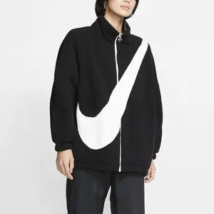 Nike Reversible Lambswool Jacket With Large Logo Detail - Black