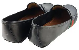 Gucci Web Accent Leather Loafers