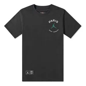 JORDAN X Psg Crossover Alphabet Logo Printing Casual Short Sleeve Black T-shirt - Multi-color