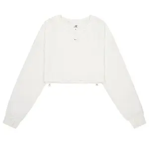 NEW BALANCE Crewneck Long Sleeve Cropped Top - Ivory