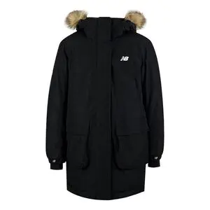 NEW BALANCE Down Jacket With Fur Trimmed Hood - Black/brown