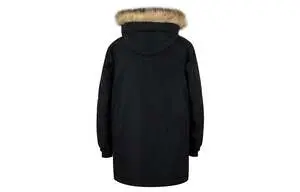 NEW BALANCE Down Jacket With Fur Trimmed Hood - Black/brown