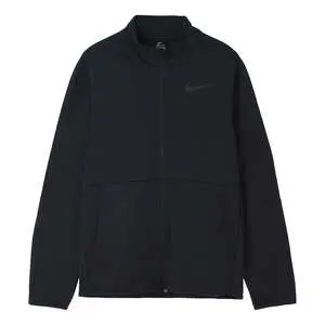 Nike Dri-fit Colorblock Stand Collar Knit Training Jacket - Black