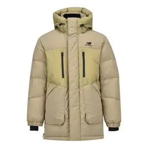 NEW BALANCE Winter Hooded Long Down Jacket - Khaki/black