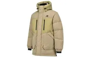 NEW BALANCE Winter Hooded Long Down Jacket - Khaki/black