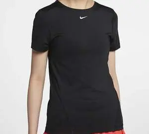 Nike Pro Mesh Dri-fit Slim Fit Breathable Quick Dry Training Short Sleeve Black T-shirt