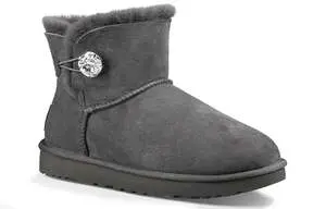 UGG Mini Bailey Button Bling Mid Tops - Grey