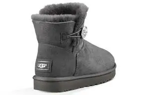UGG Mini Bailey Button Bling Mid Tops - Grey