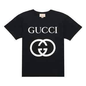 Gucci Off-white Cotton Oversize T-shirt With Interlocking G - Black