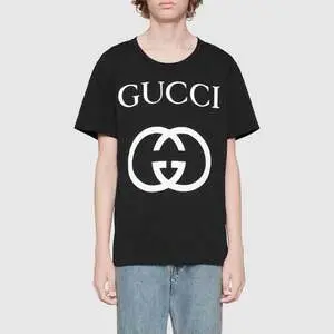 Gucci Off-white Cotton Oversize T-shirt With Interlocking G - Black