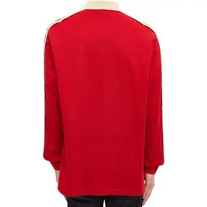 Gucci Long Sleeve Polo With Interlocking G Stripe
