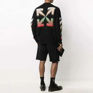 Off-White Crew Neck Sweater With Diagonal Arrows Print