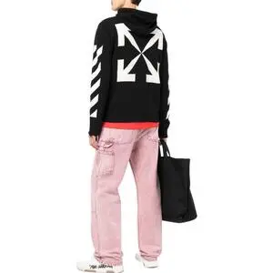 Off-White Long Sleeve Zipper Hoodie - Black/white