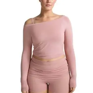 Nike X Skims Stretch Knit Off-shoulder Long Sleeve Top