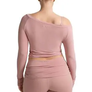 Nike X Skims Stretch Knit Off-shoulder Long Sleeve Top