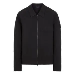 Stone Island Spread Collar Zip-up Jacket - Black