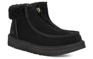 UGG Suede Fur Collar Zip Ankle Boots