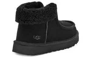 UGG Suede Fur Collar Zip Ankle Boots - Black