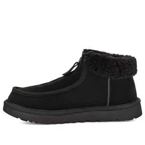 UGG Suede Fur Collar Zip Ankle Boots - Black