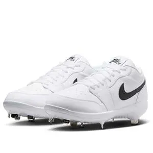 JORDAN 1 Retro Low Metal Baseball Cleats - White/white/black