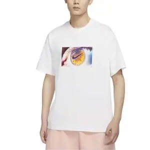 Nike Eye Pattern Logo Printing Round Neck Casual Short Sleeve White T-shirt