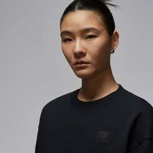 JORDAN Air Flight Fleece Crew Neck Sweatshirt - Black